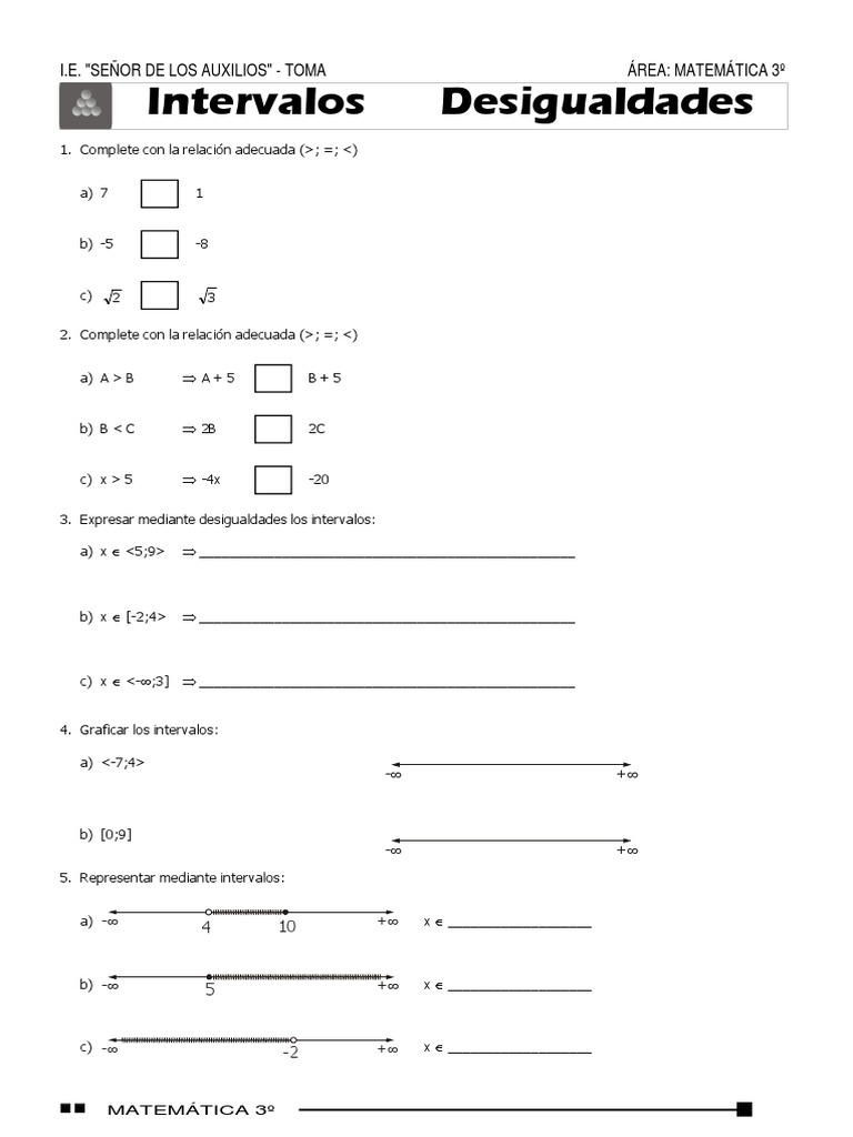 Intervalos Inecuaciones 3º | PDF