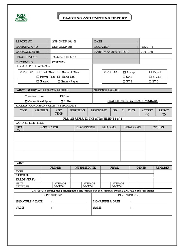 07blasting and Painting Report | PDF | Paint | Applied And ...