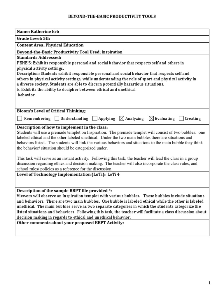 BBPT Lesson Idea Itec | PDF
