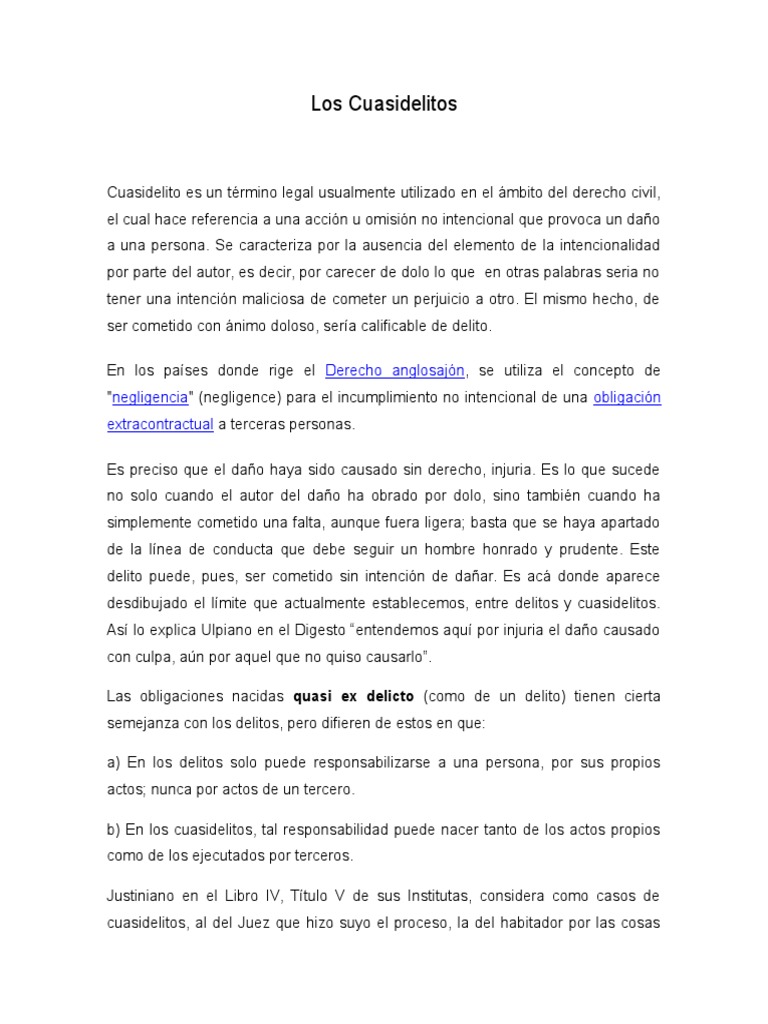 Los Cuasidelitos | PDF | Delito | Intención (Derecho Penal)