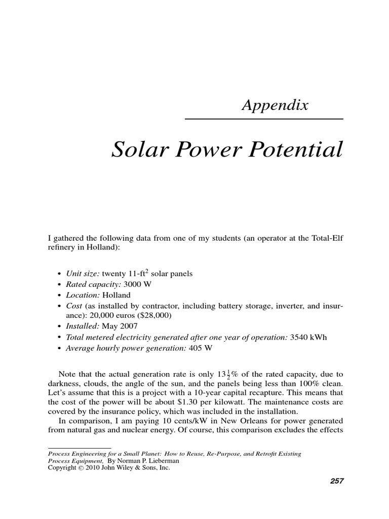 Appendix Solar Power Potential PDF | PDF | Solar Power | Electricity ...