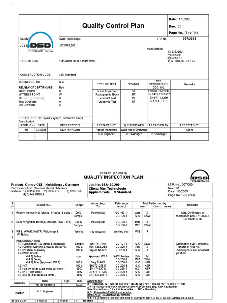 652-100-FINAL (ITP)Rev1 | Metal Fabrication | Structural Steel