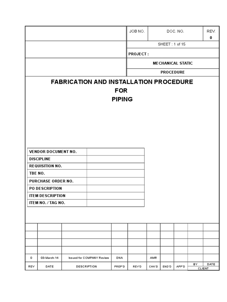 Piping Fabrication and Erection Procedure | PDF | Pipe (Fluid ...