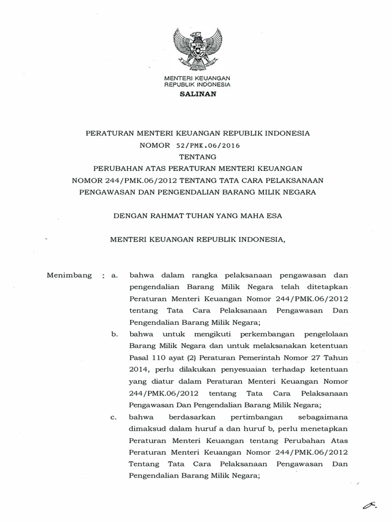 PMK 52 Tahun 2016 Tentang Wasdal PDF | PDF