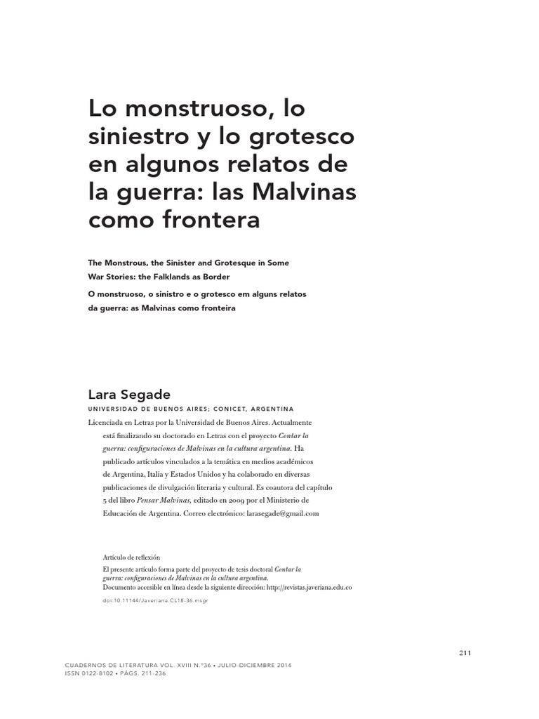Lo Monstruoso, Lo Siniestro, Lo Grotesco PDF | PDF | Libros para ...