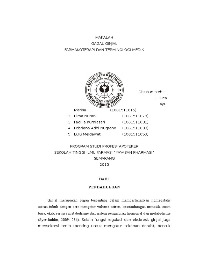 Makalah Gagal Ginjal FTM Bu Pal | PDF