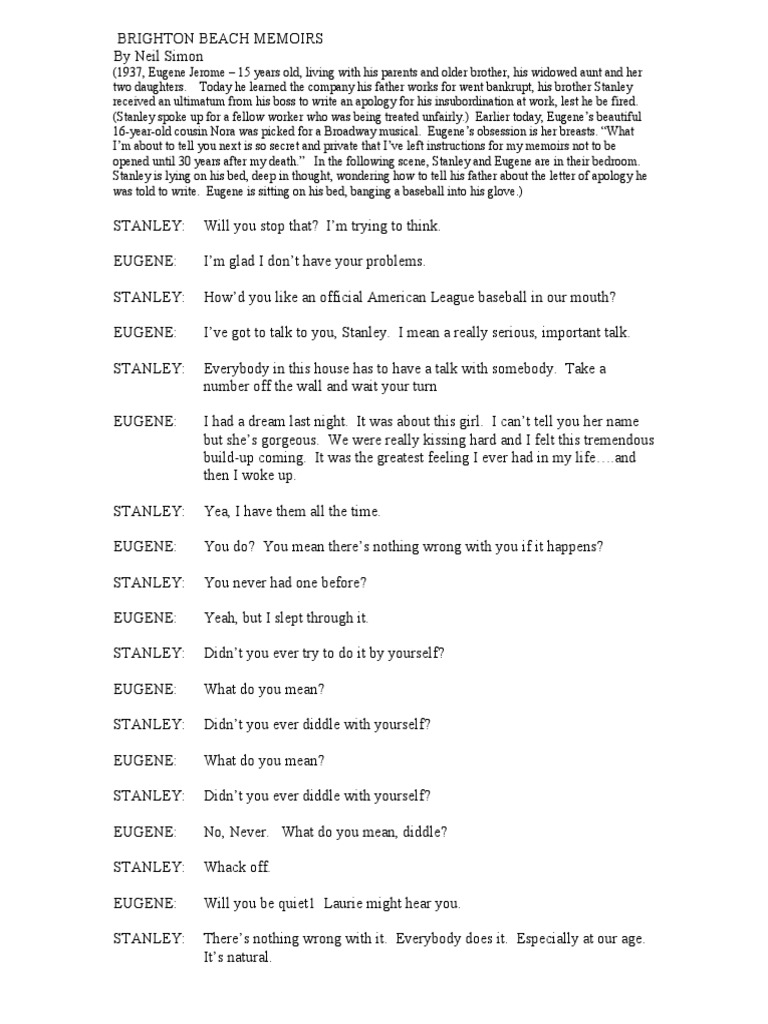 Brighton Beach Memoirs - 2 Males | PDF | Leisure