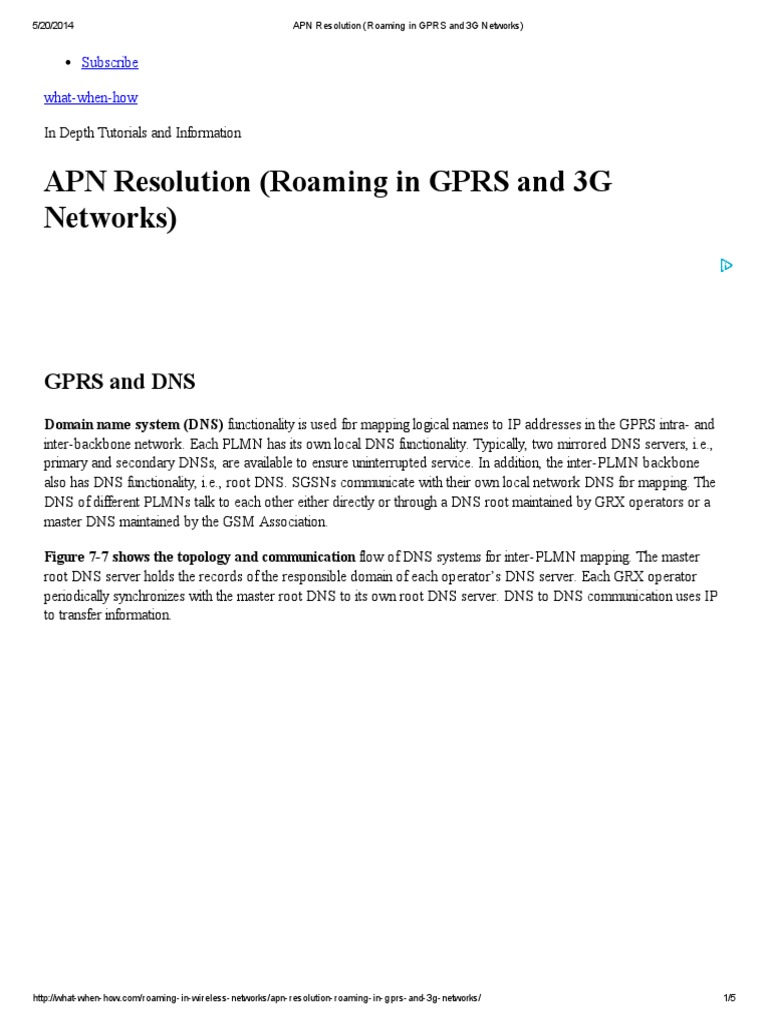 APN Resolution (Roaming in GPRS and 3G Networks) PDF | PDF | Domain ...