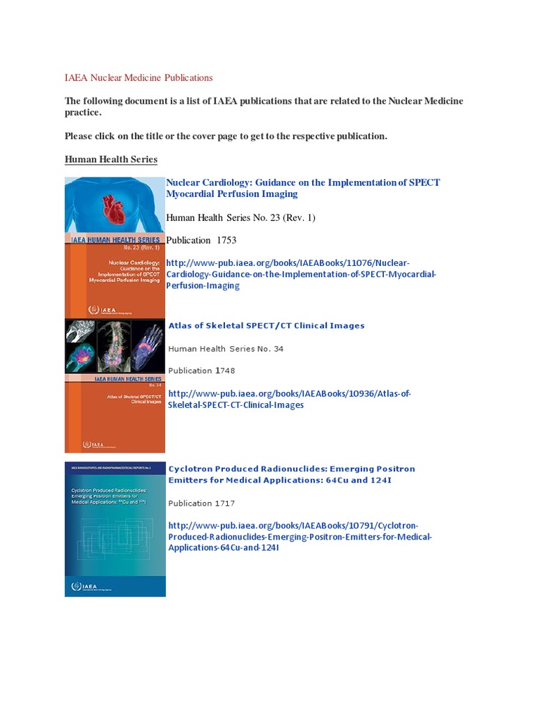IAEA Nuclear Medicine Publications | PDF | Nuclear Medicine | Medical ...