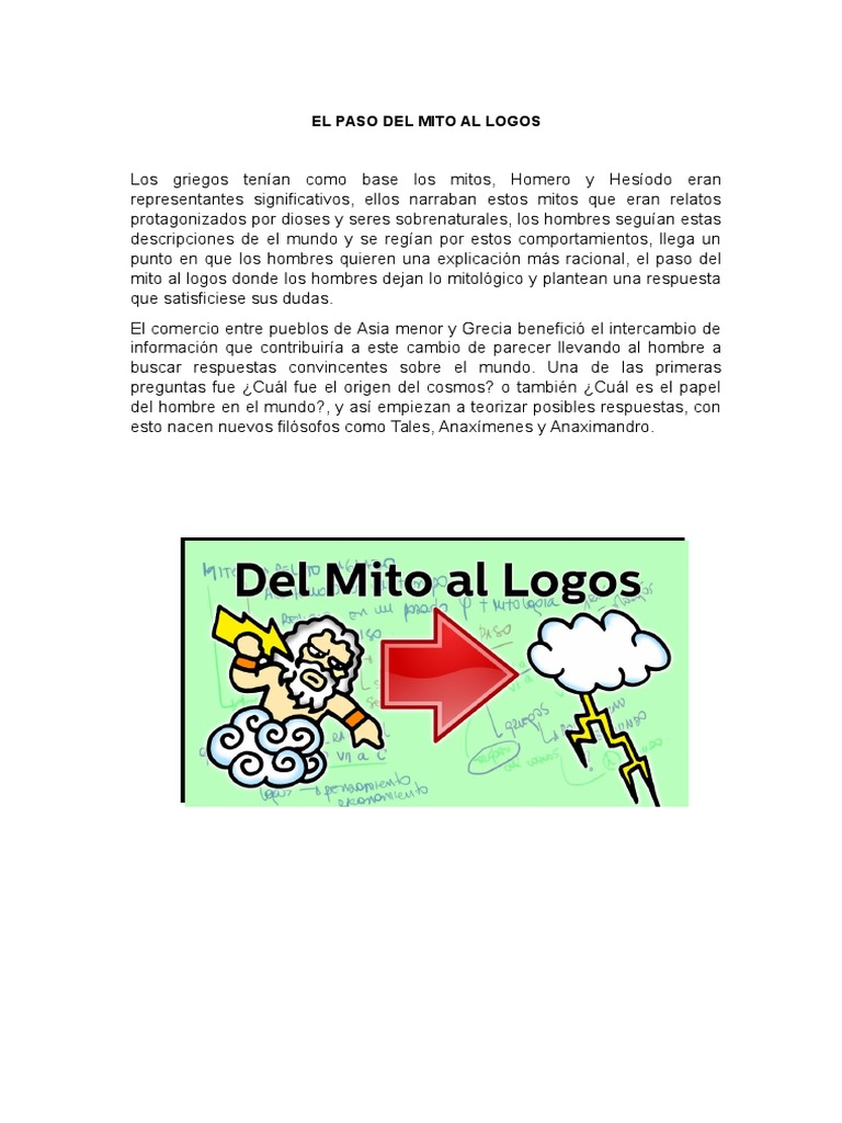 Del Mito Al Logo La Filosofía Antigua: Del Mito Al Logos | Algor