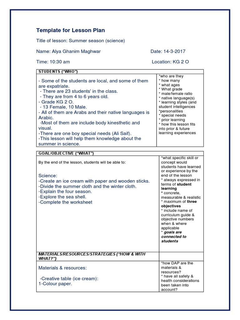 Lesson Plan | PDF | Lesson Plan | Education Theory