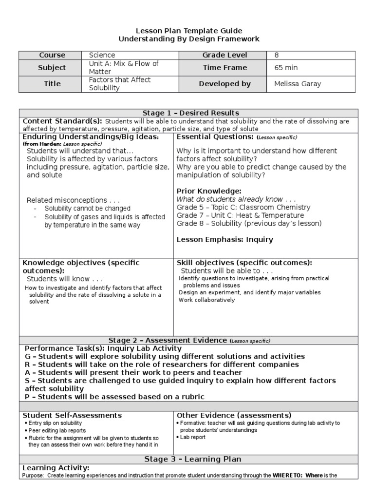 Lesson Plan | PDF | Solution | Solubility