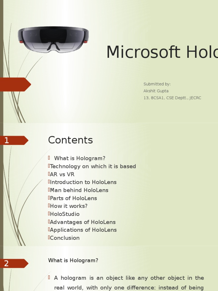 Overview of Microsoft HoloLens Features | PDF | Augmented Reality ...