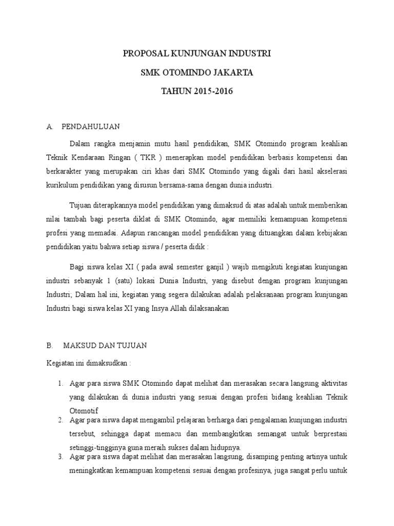 Proposal Kunjungan Industri | PDF | Seni