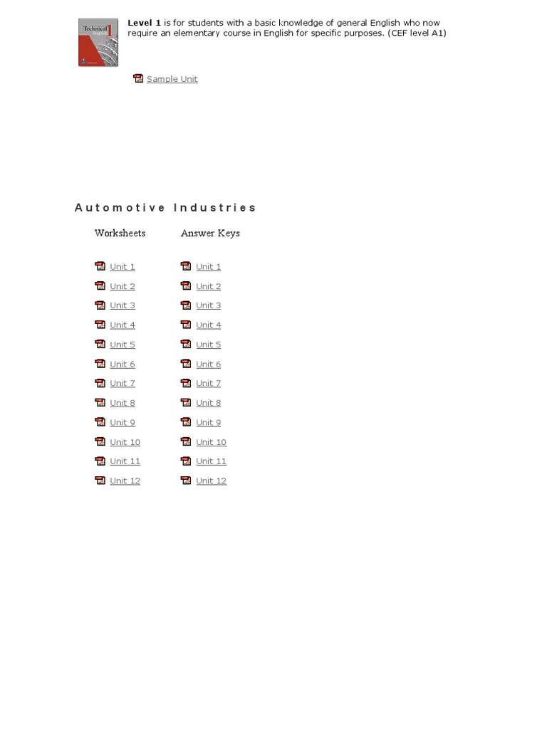 Elementary English for the Automotive Industry: An Introduction to ...