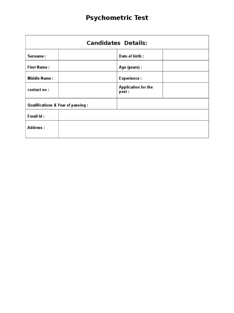 Psychometric Test Questions | PDF | Psychometrics | Tests