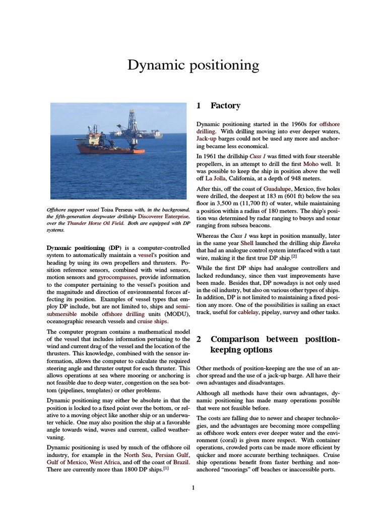 Dynamic Positioning | PDF | Science | Engineering