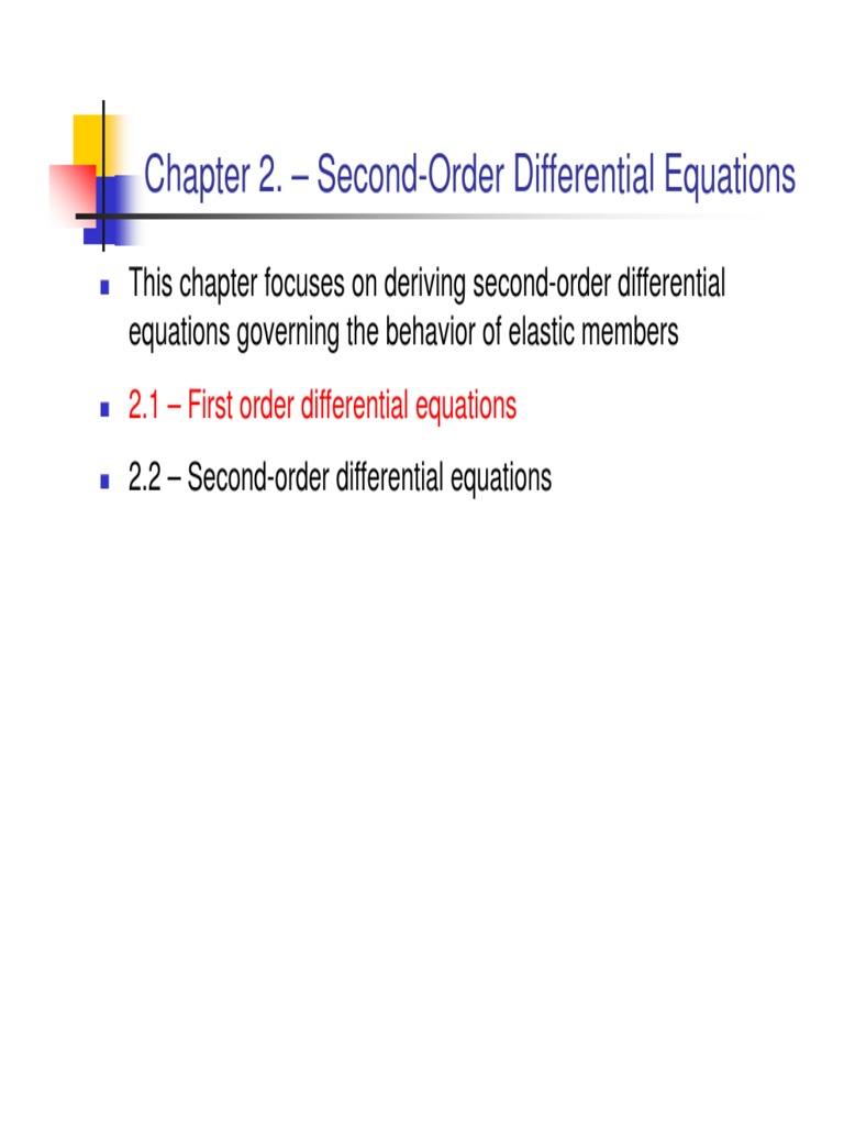Chapter 2. - Second-Order Differential Equations | PDF | Bending ...
