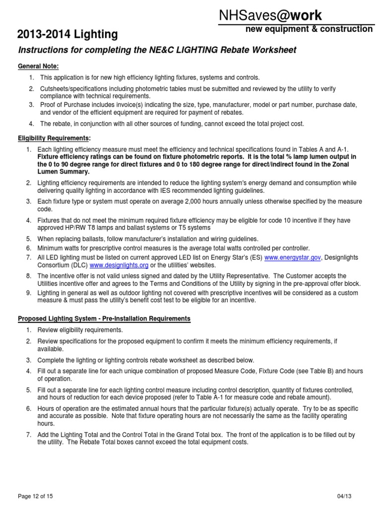 Nec Lighting Instructions | PDF | Fluorescent Lamp | Lighting