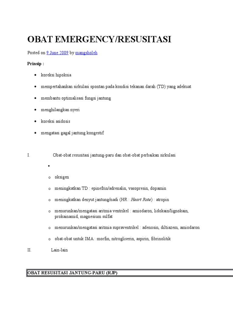 Obat Emergency | PDF