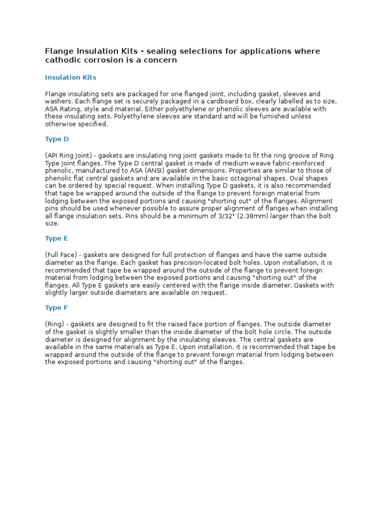 Flange Insulation Kits | PDF