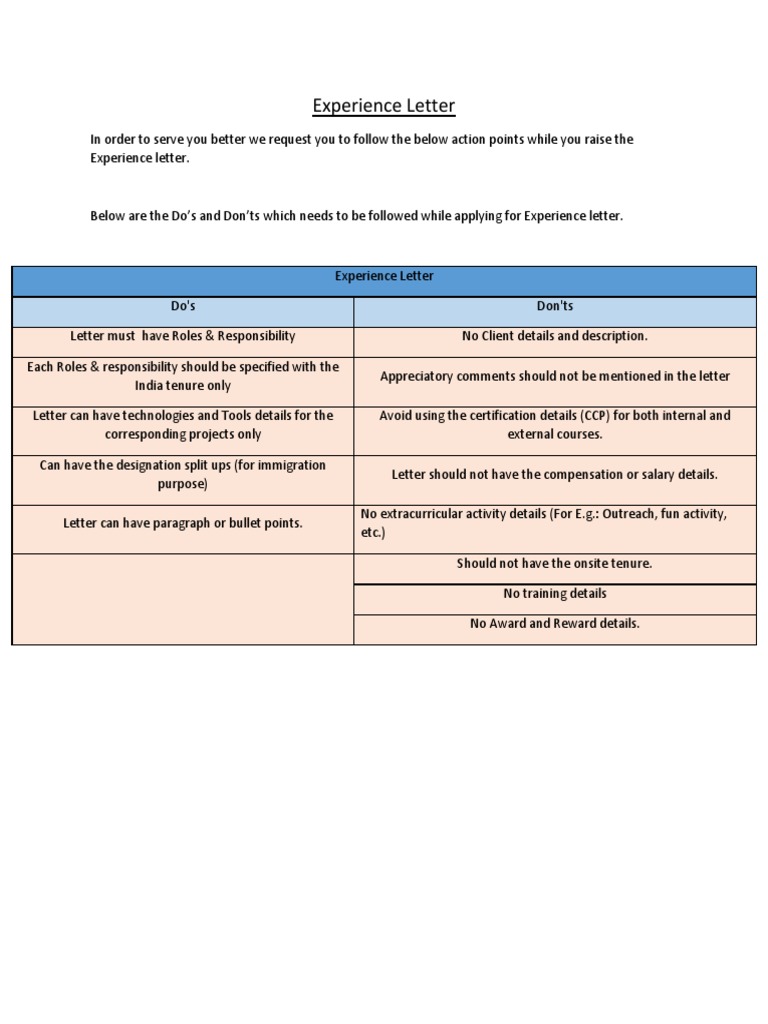 Experience Letter Guidelines and Format | PDF | Oracle Database ...