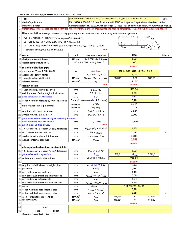 EN-13480 Calculations PDF | PDF