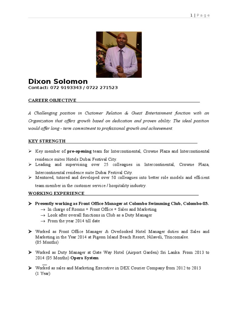 CV Dixon | PDF | Sri Lanka | Hotel