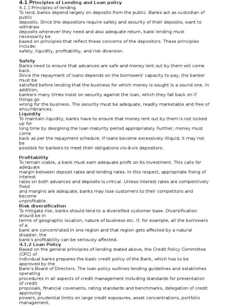 Lending Policy | PDF | Reserve Bank Of India | Banks