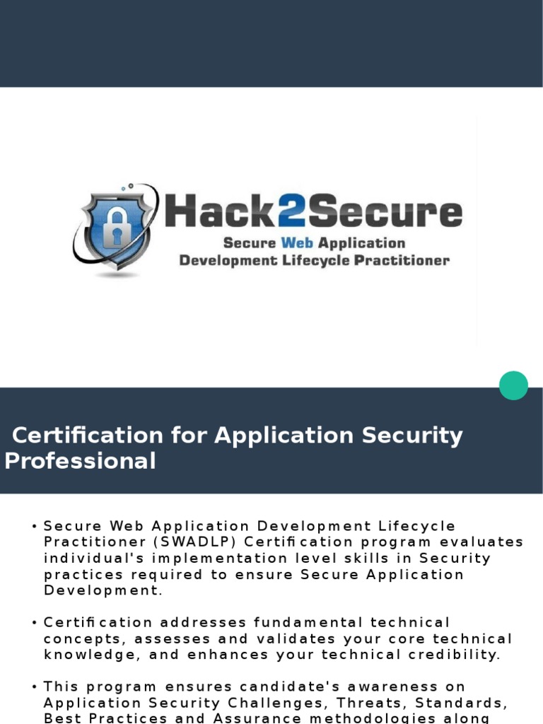Secure Web Application Development Lifecycle Practitioner (SWADLP ... Secure Web Application Development Lifecycle Practitioner (SWADLP ...