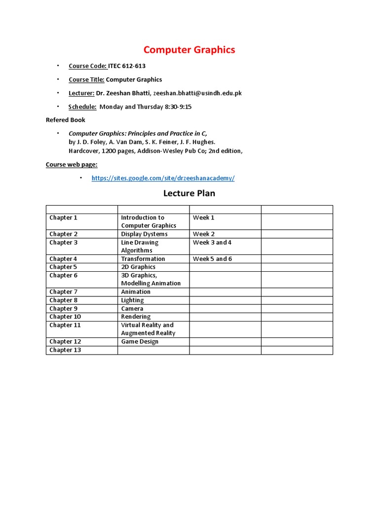 Lecture Plan | PDF