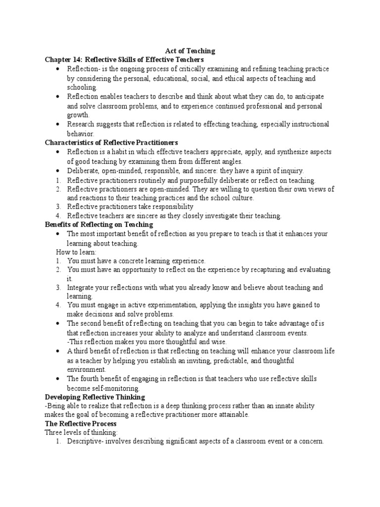 Acts of Teaching Chapter 14 | PDF | Reflective Practice | Pedagogy