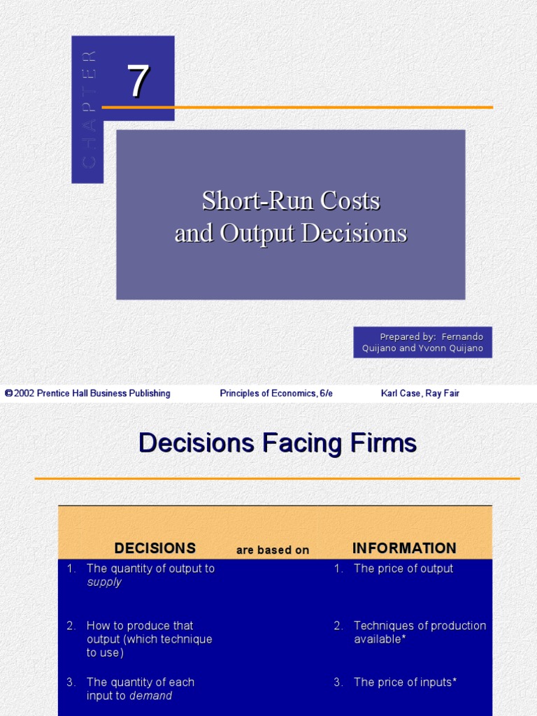 Short-Run Costs and Output Decisions | PDF | Marginal Cost | Perfect Competition