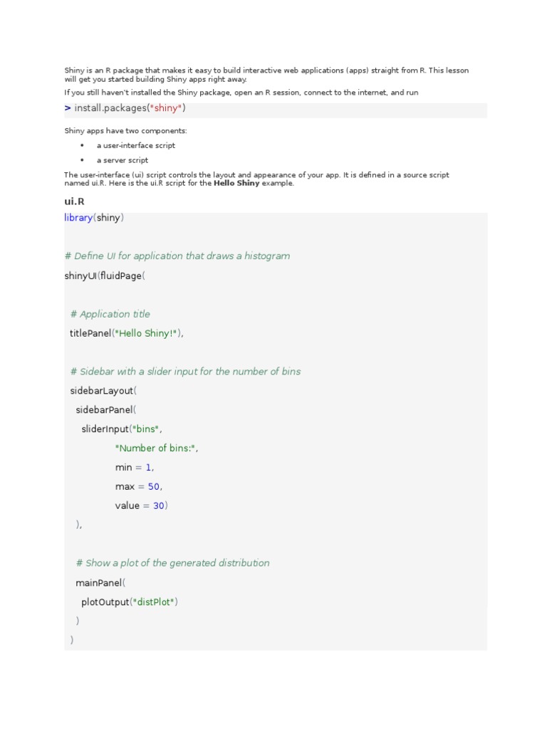 rshiny | User Interface | Scripting Language