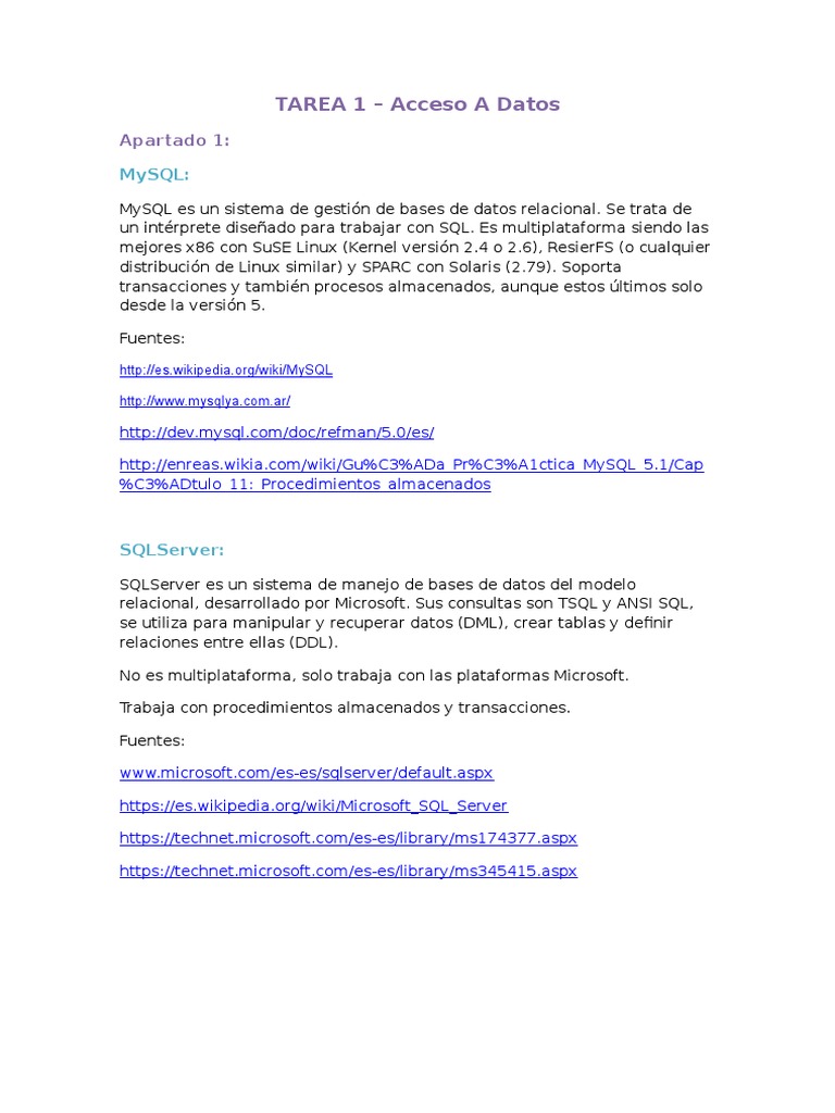 Comparativa de Sistemas de Bases de Datos | PDF | SQL | Servidor SQL de Microsoft