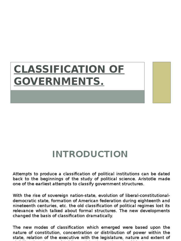 Classification and Functions of Government | PDF | Forms Of Government ...