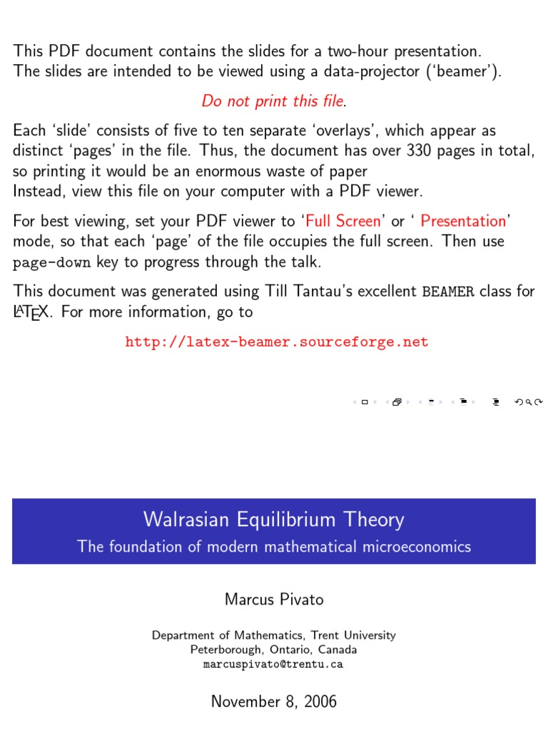 A 330-Page PDF Presentation on Walrasian Equilibrium Theory ...