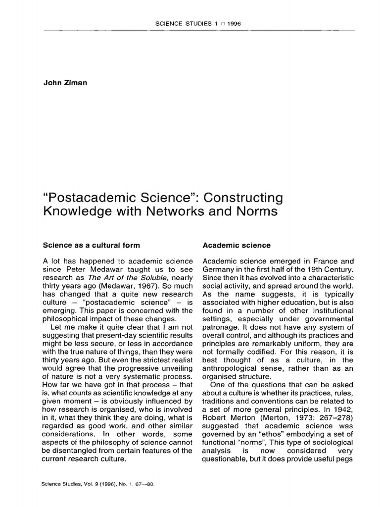Ziman Postacademic Science PDF | PDF