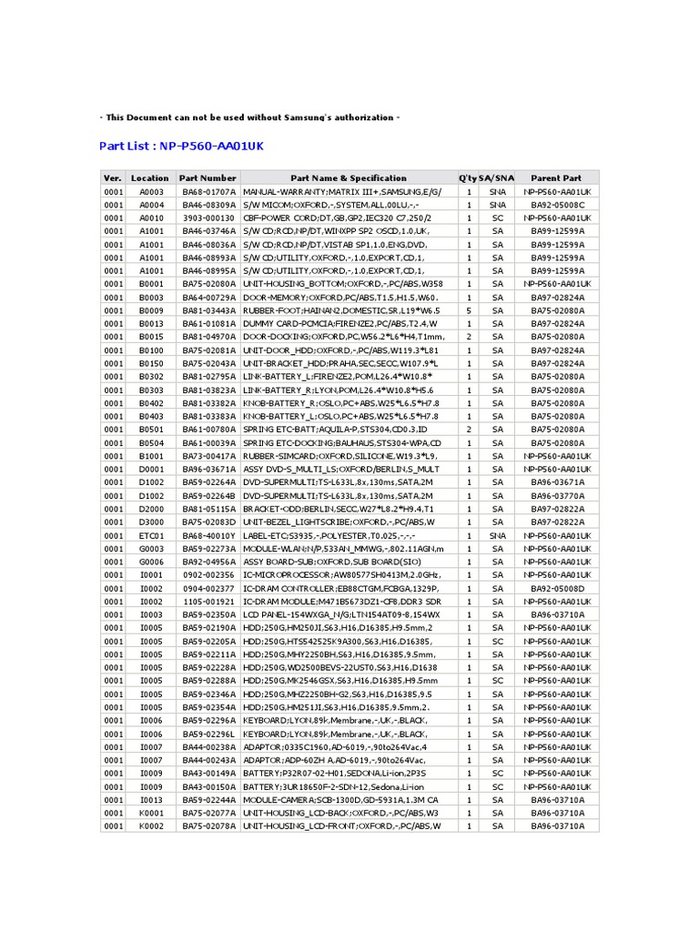 04 Part List | PDF | Quantity | Physical Quantities