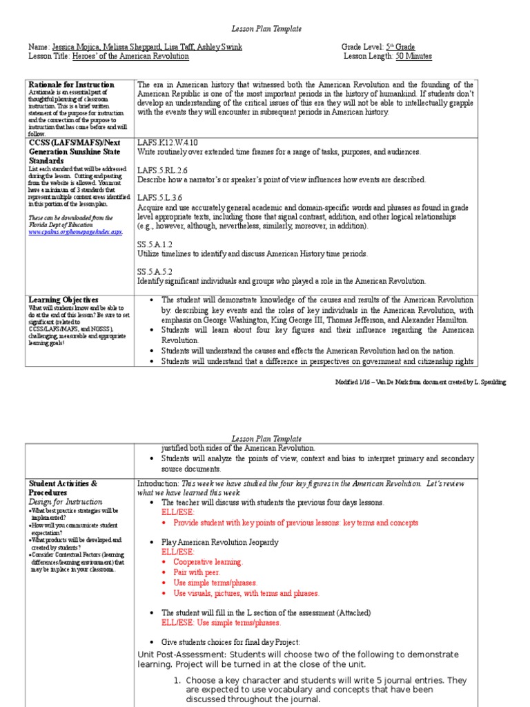 Rationale For Instruction: Lesson Plan Template | PDF | Educational ...