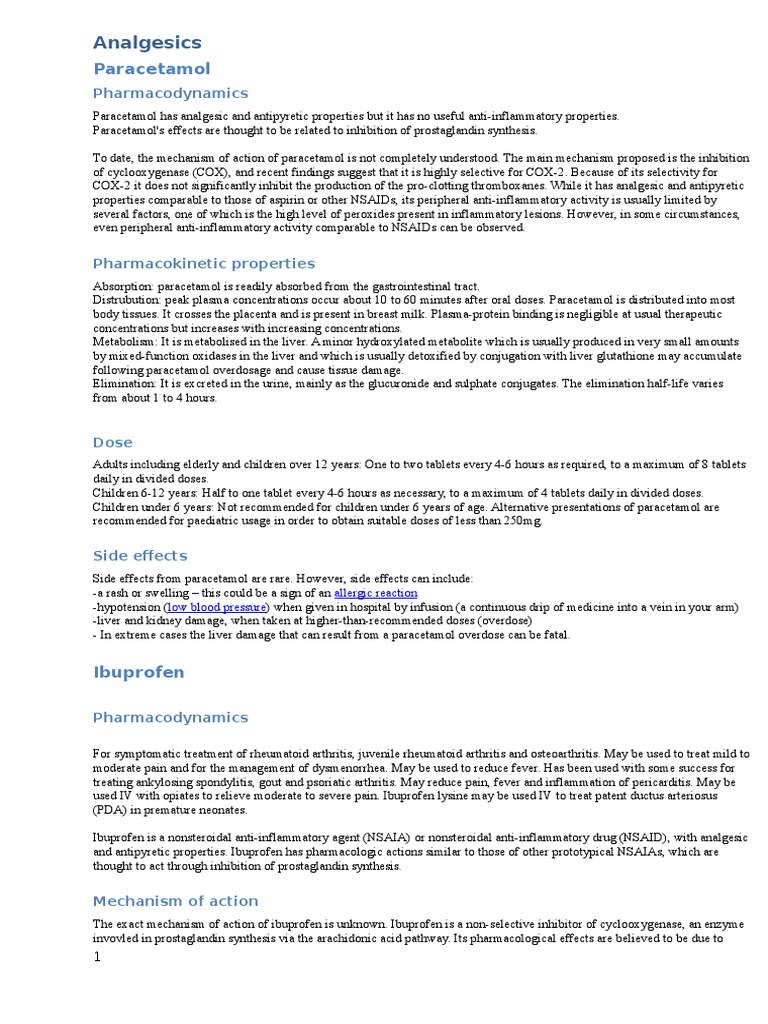 Paracetamol.docx | Nonsteroidal Anti Inflammatory Drug | Aspirin
