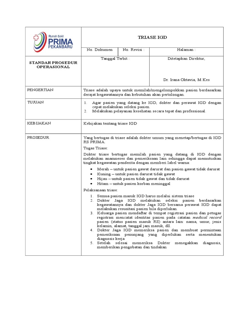 SOP Triase IGD | PDF