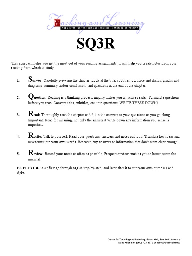 SQ3R PDF | PDF | Question | Psychological Concepts