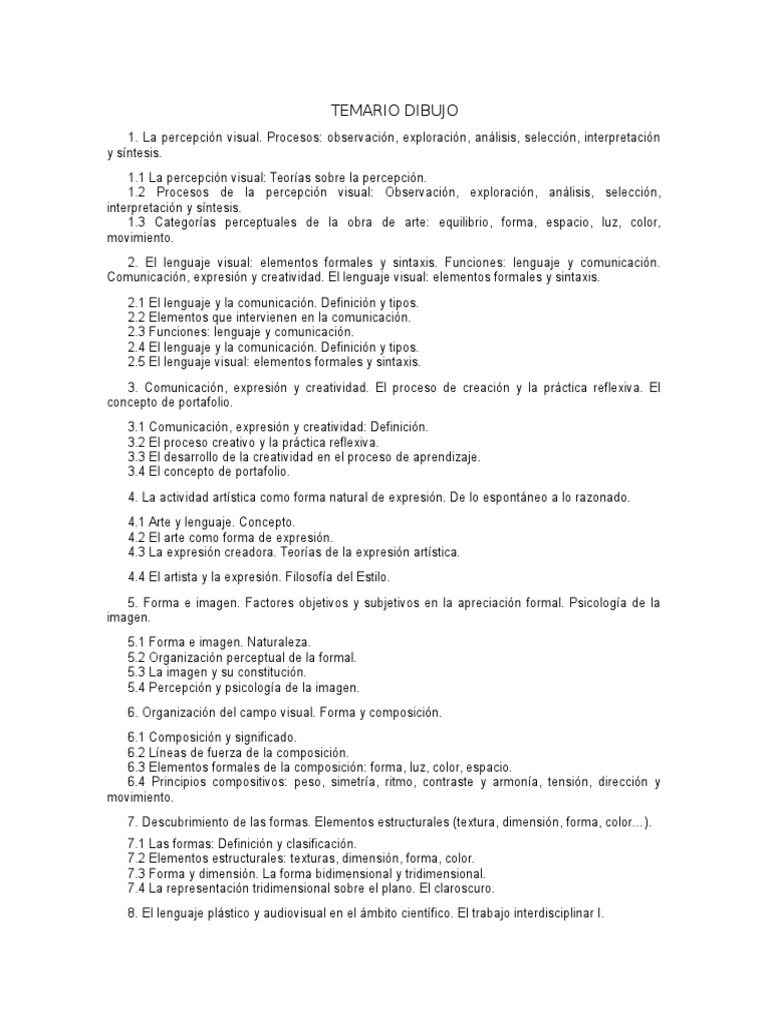 Temario Dibujo Oposiciones | Descargar gratis PDF | Curva | Grabado