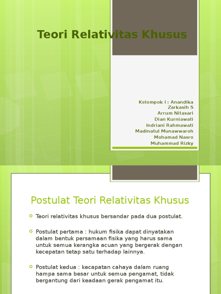 PPT-Teori Relativitas Khusus | PDF