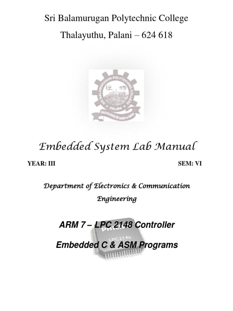 Embedded Lab Manual Final | PDF | C (Programming Language) | Embedded System