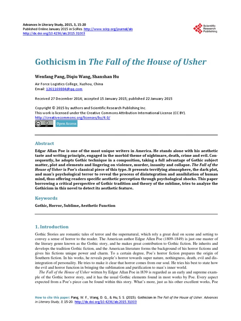 Gothicism in The Fall of House of Usher | PDF | Gothic Fiction | Horror ...