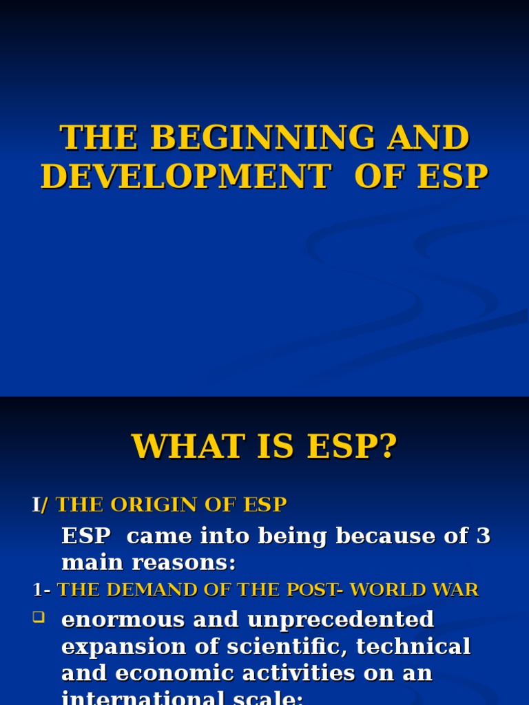 Origin and Development of ESP | PDF | Language Education | English Language