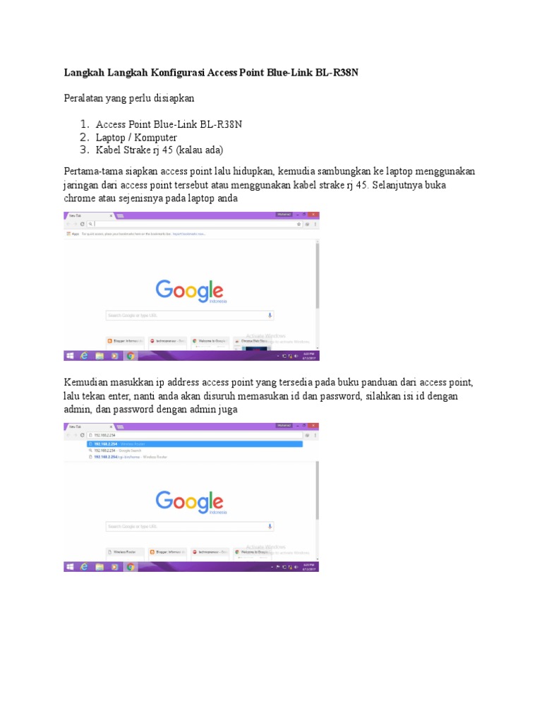 Langkah Langkah Konfigurasi Access Point | PDF