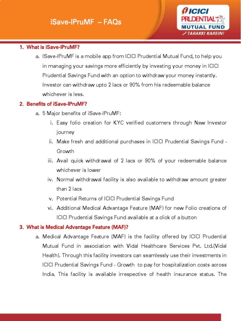 iSave-IPruMF FAQs | PDF | Financial Transaction | Mutual Funds
